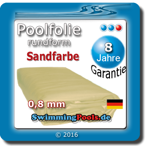 Poolfolie Sand 0,8 mm rund | Innenhülle Sandfarben